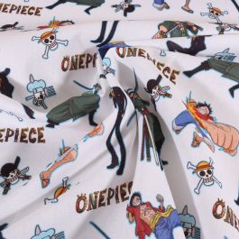 Tissu Coton sous licence One Piece Blanc - Par 10 cm