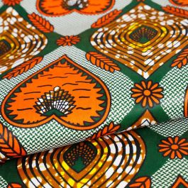 Tissu Wax africain n° 464 Vert - Par 10 cm