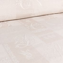 Tissu Piqué Coton relief grande largeur Bertille sur fond Ecru - Par 10 cm